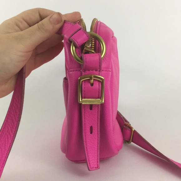 J. Crew | Bags | Jcrew Mini Crossbody Bag Leather Hot Pink Brass | Poshmark